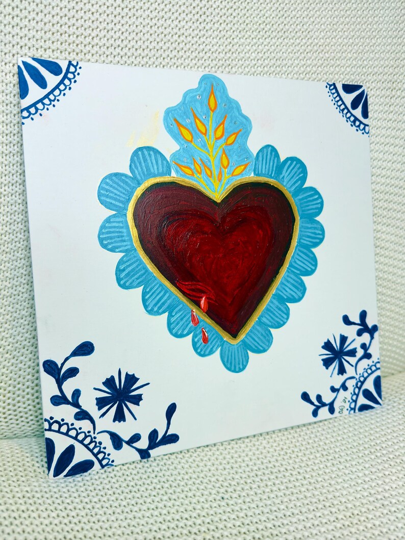 Abstract | Sacred Heart Painting | Modern Religious Art | Vibrant ...