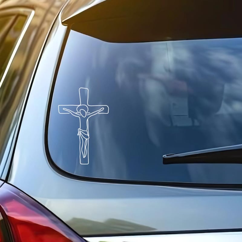 Crucifix Vinyl Sticker - Etsy