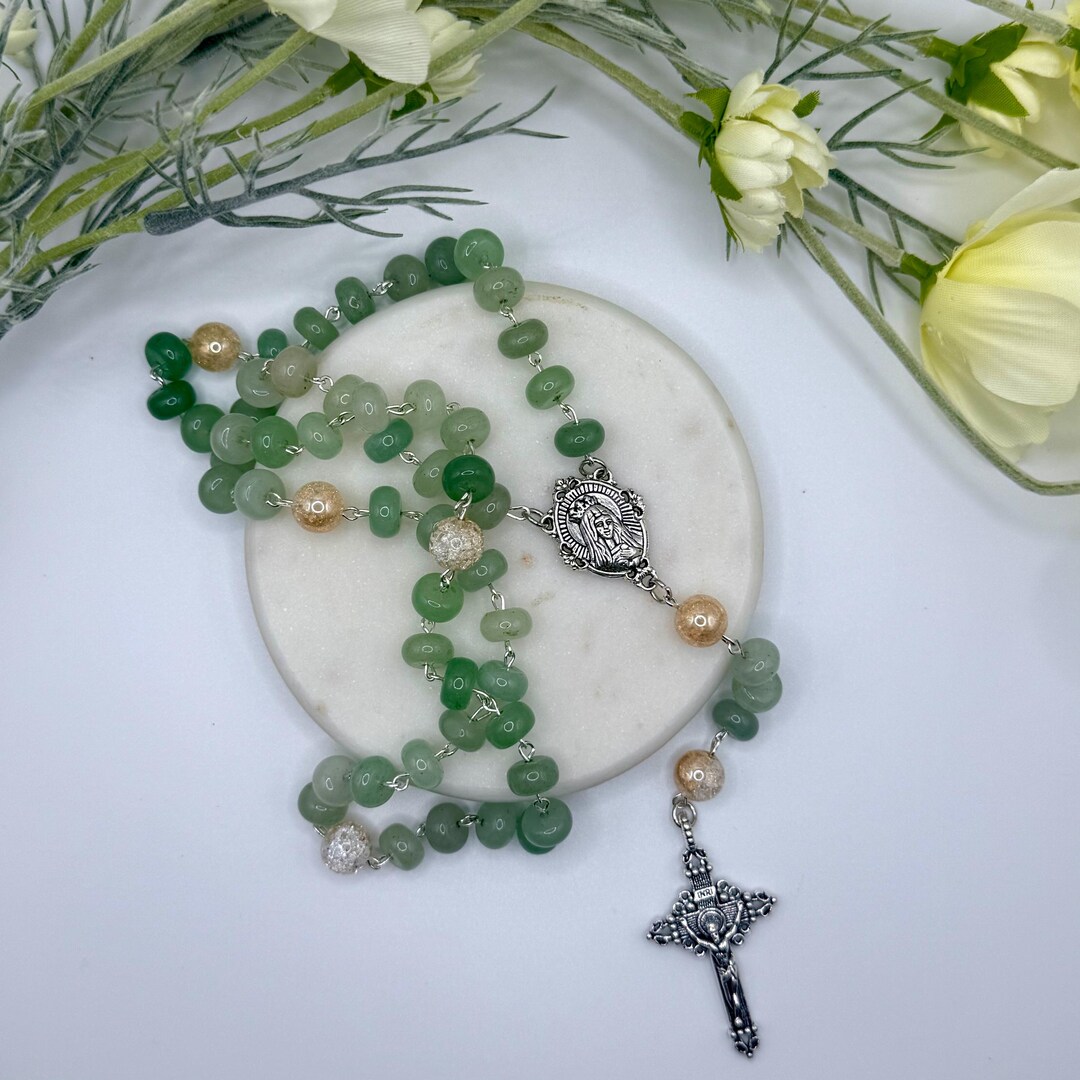 Handmade Catholic Rosary |natural Jade Beads| Silver Crucifix | Prayer ...