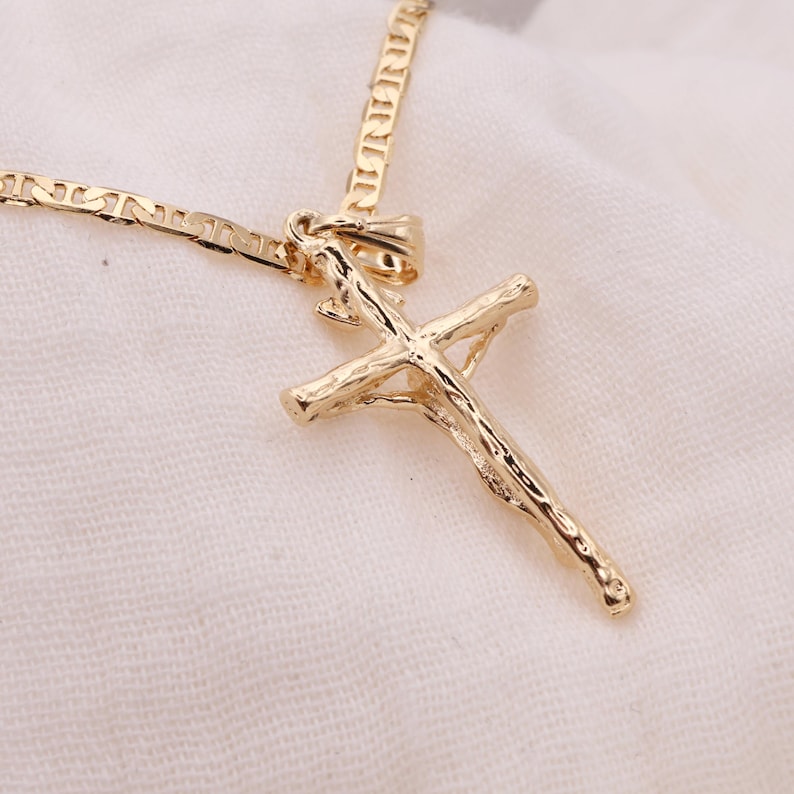 18K Gold Plated Crucifix Necklace | Gold Catholic Necklace | Crucifix ...