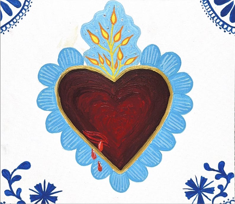 Abstract | Sacred Heart Painting | Modern Religious Art | Vibrant ...