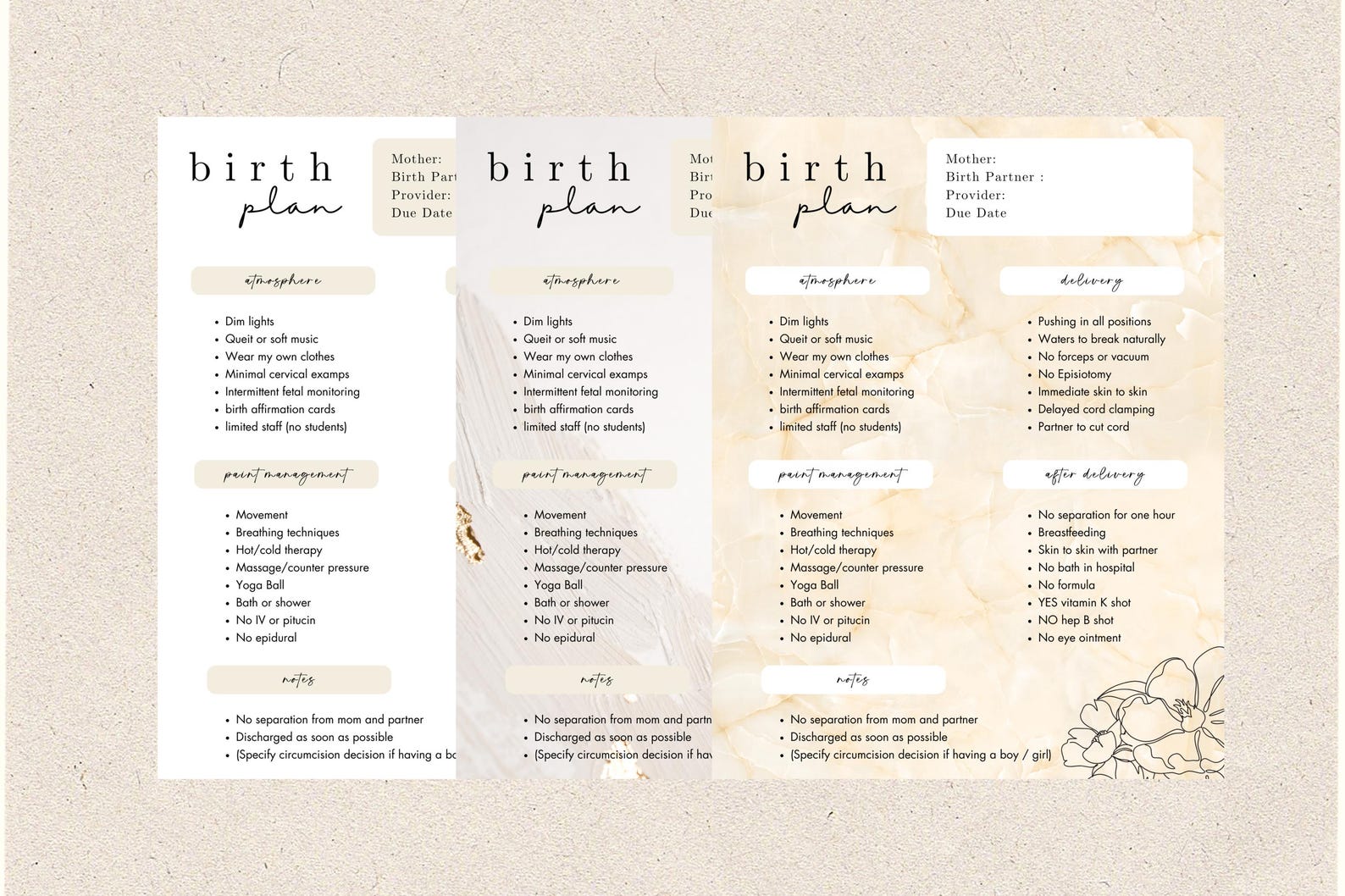 Natural Birth Plan Template Canva,editable Birth Preferences on Canva ...