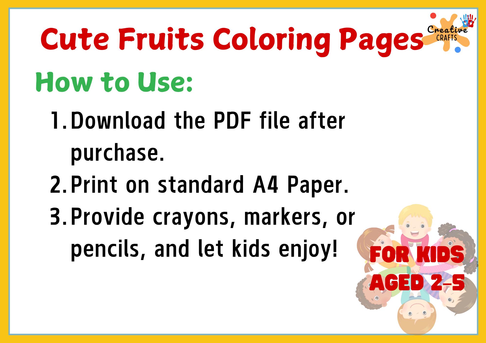 Cute Fruits Coloring Pages for Kids | Fun and Easy Printable Coloring ...