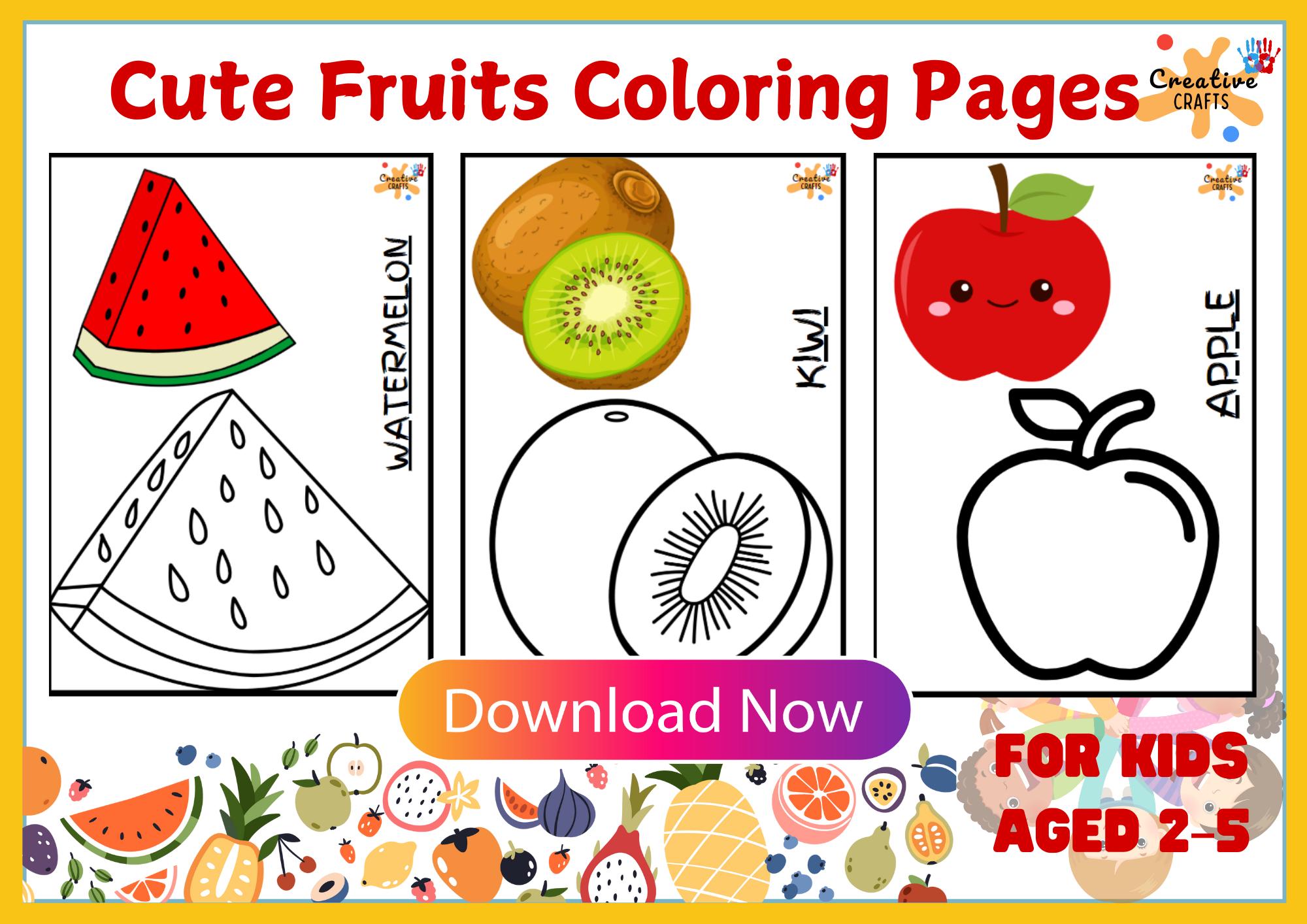 Cute Fruits Coloring Pages for Kids | Fun and Easy Printable Coloring ...