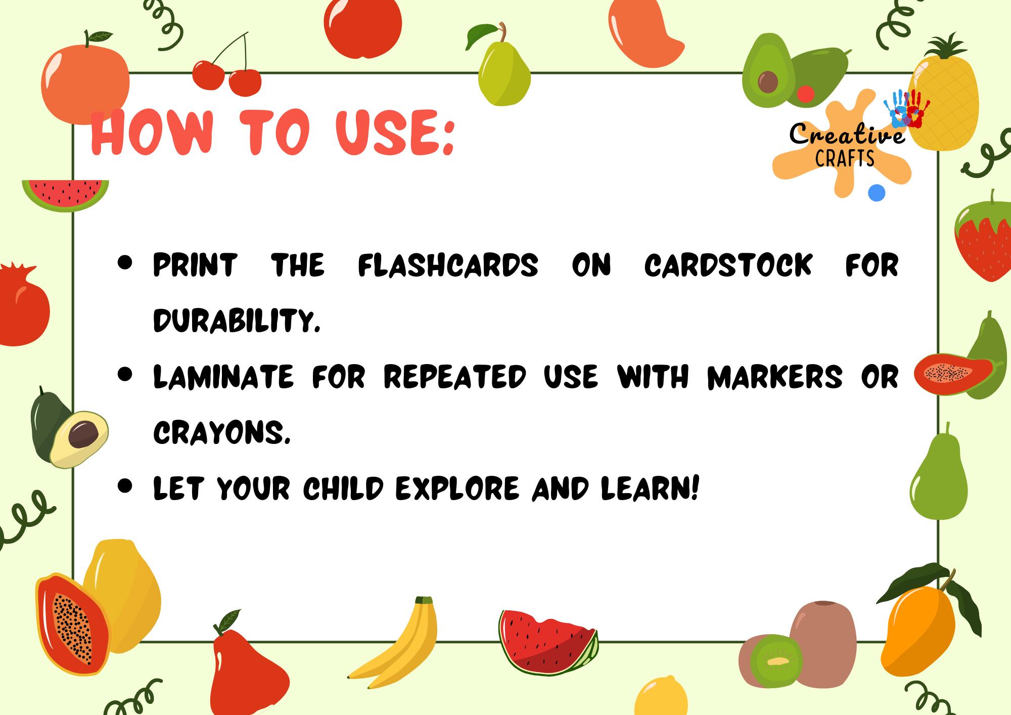 Fruits Alphabet Flashcards for Kids | Illustrated Vocabulary Flashcards ...