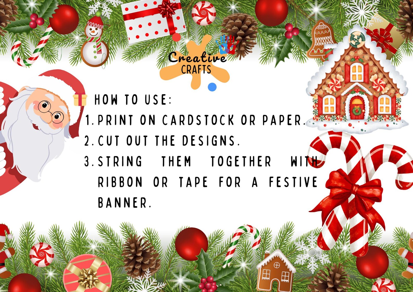 Merry Christmas Banner | Individual Letter Printable | Festive Holiday ...