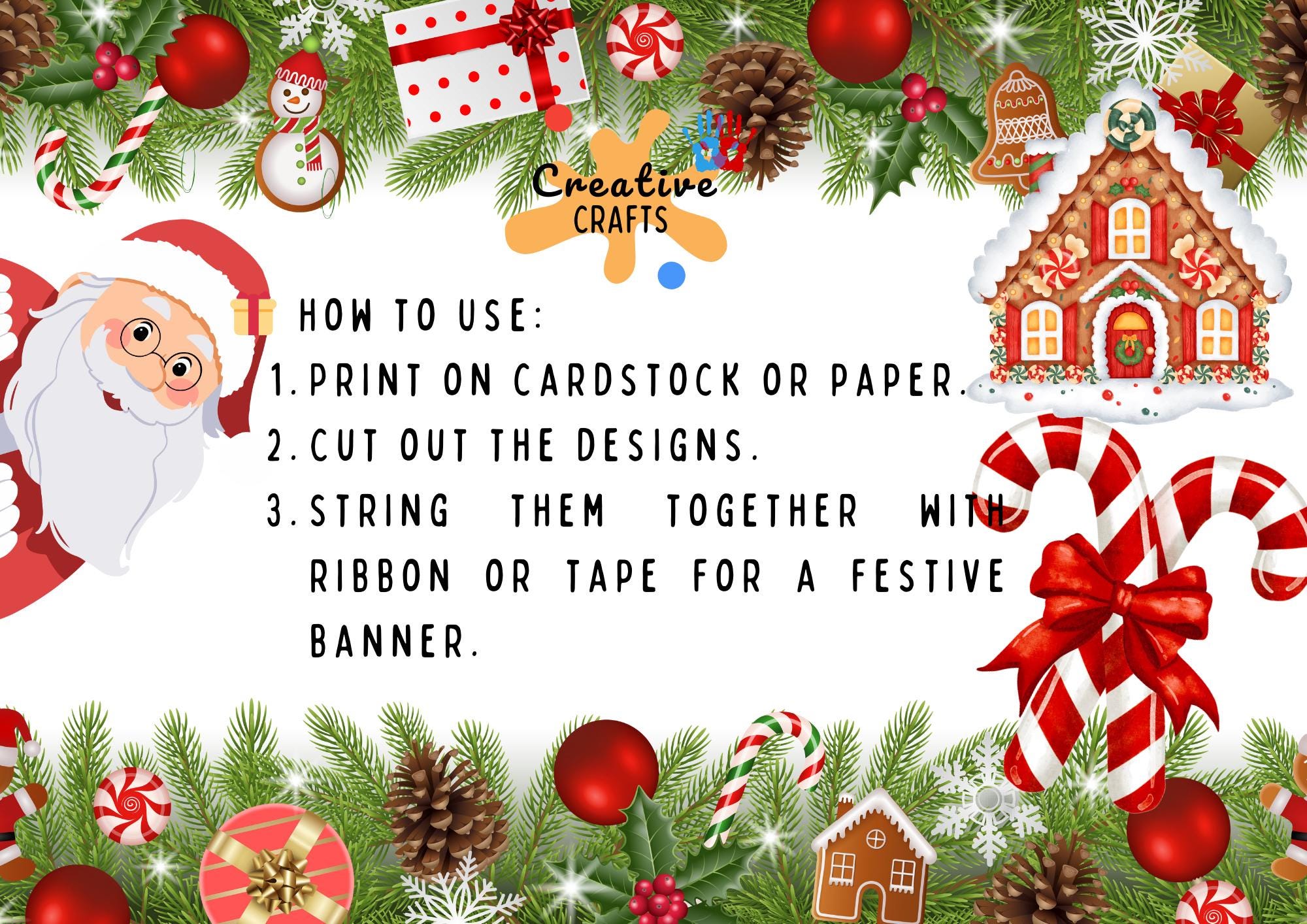 Merry Christmas Banner | Individual Letter Printable | Festive Holiday ...