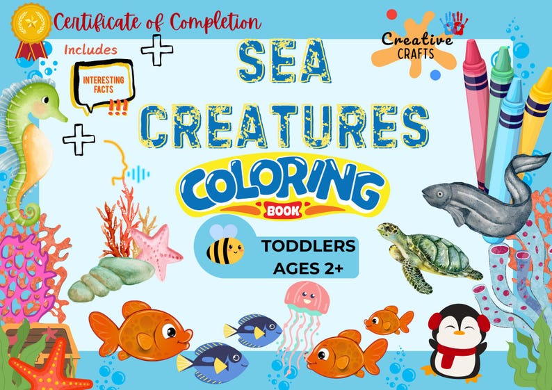 20 Bundle Fun Sea Creatures Coloring Pages Aquatic Animals for Kids ...