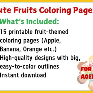 Cute Fruits Coloring Pages for Kids | Fun and Easy Printable Coloring ...