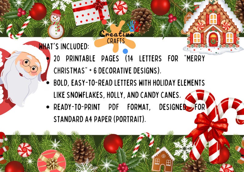 Merry Christmas Individual Letter Printable | Festive Holiday Banner ...