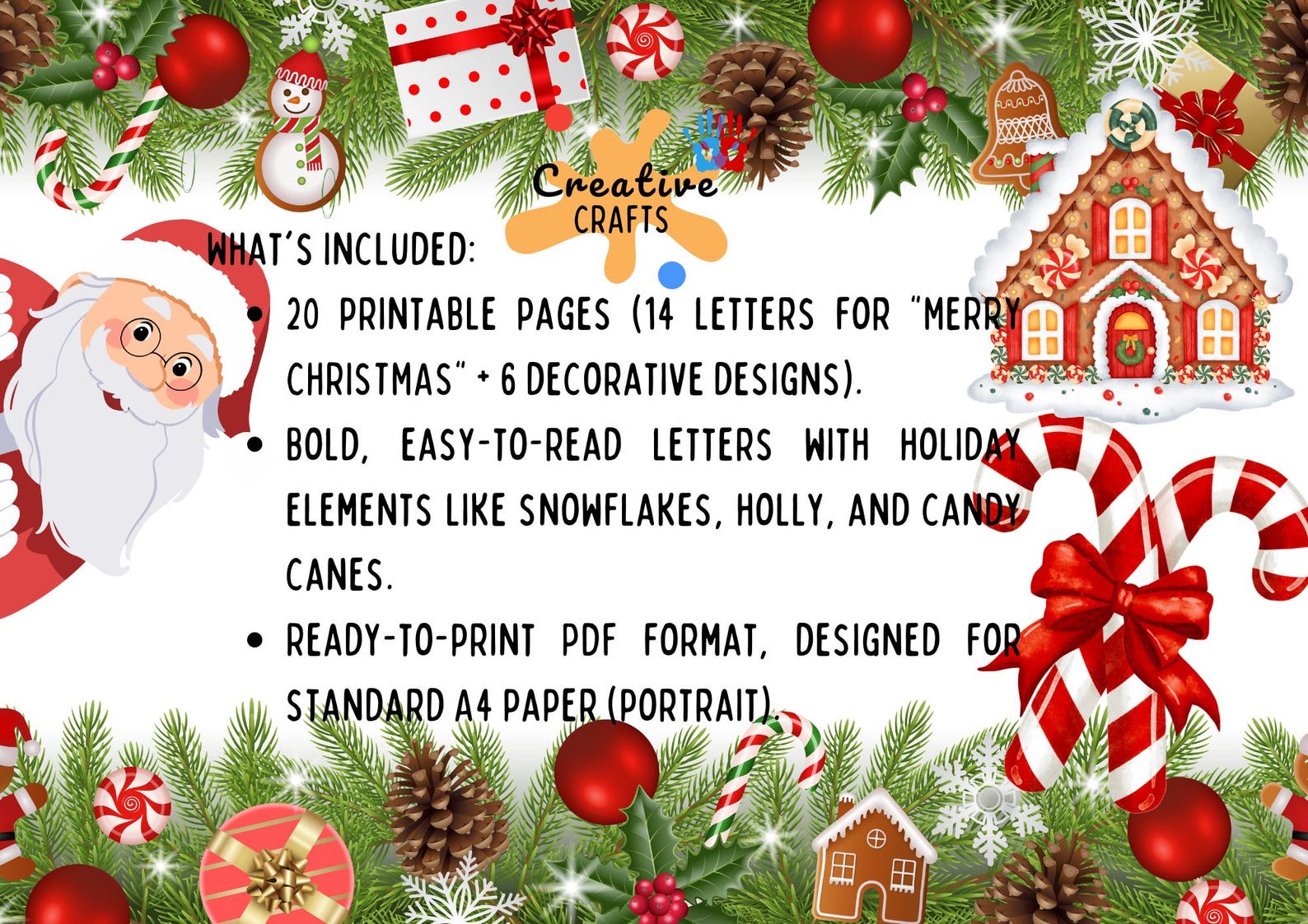 Merry Christmas Banner | Individual Letter Printable | Festive Holiday ...