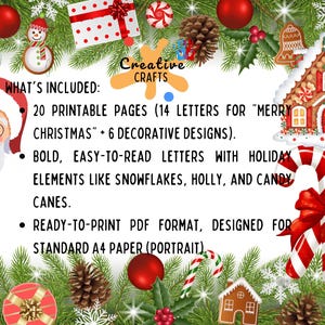 Merry Christmas Banner | Individual Letter Printable | Festive Holiday ...