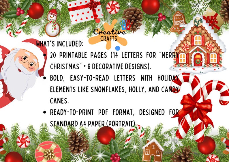 Merry Christmas Banner | Individual Letter Printable | Festive Holiday ...