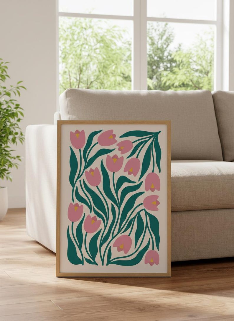 Abstract Floral Wall Art Bundle | Modern Mid-century Botanical Prints ...