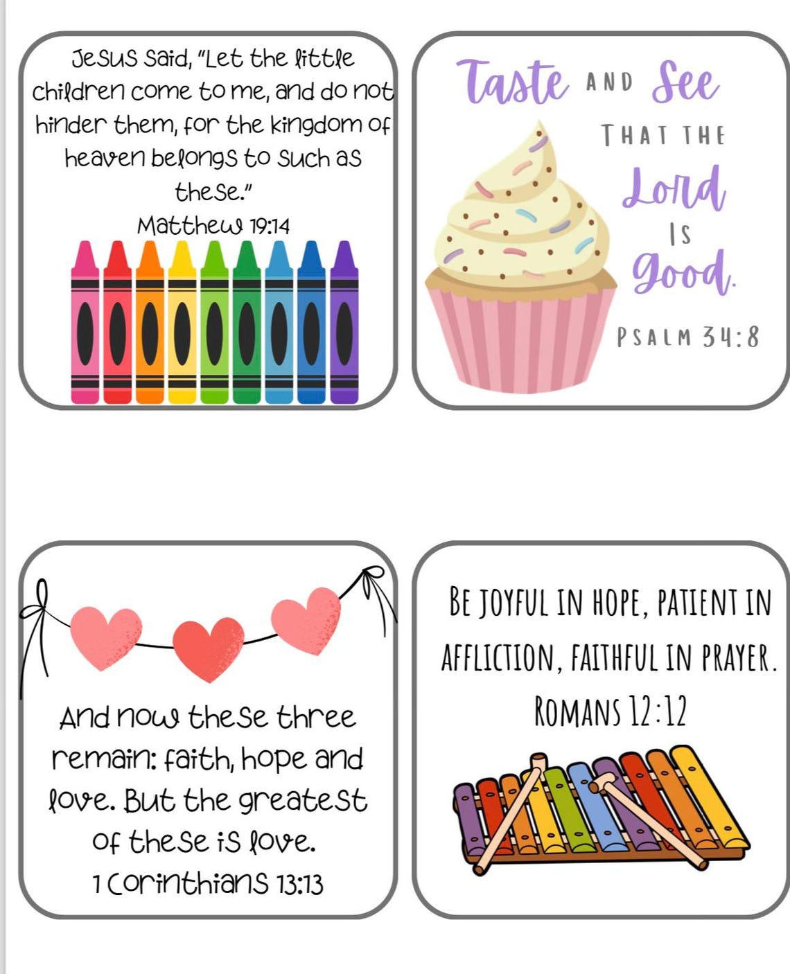 Bible Verses for Kids, Scripture Cards for Kids, Bible Verse Learning ...