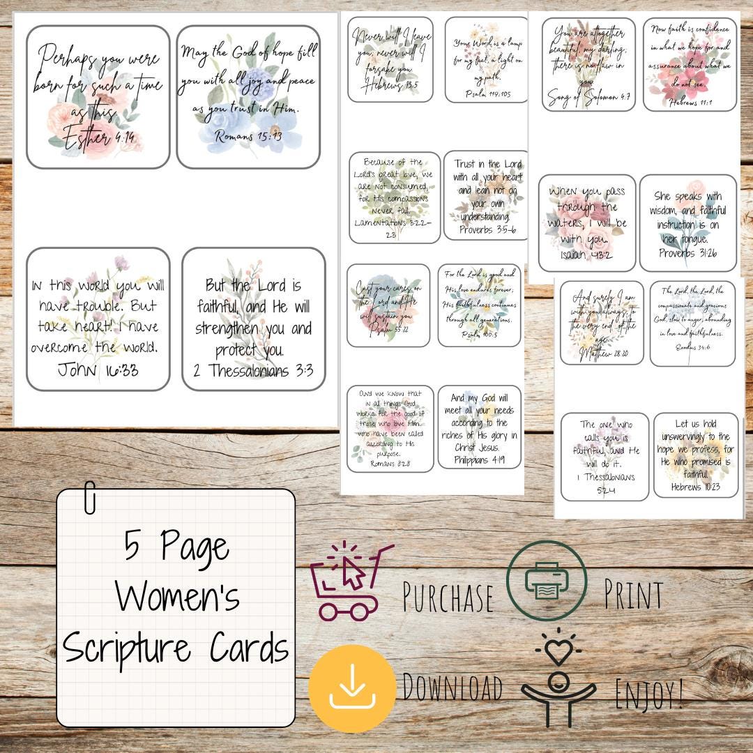 Women's Scripture Cards for Verse Memory, Gift Giving - Etsy