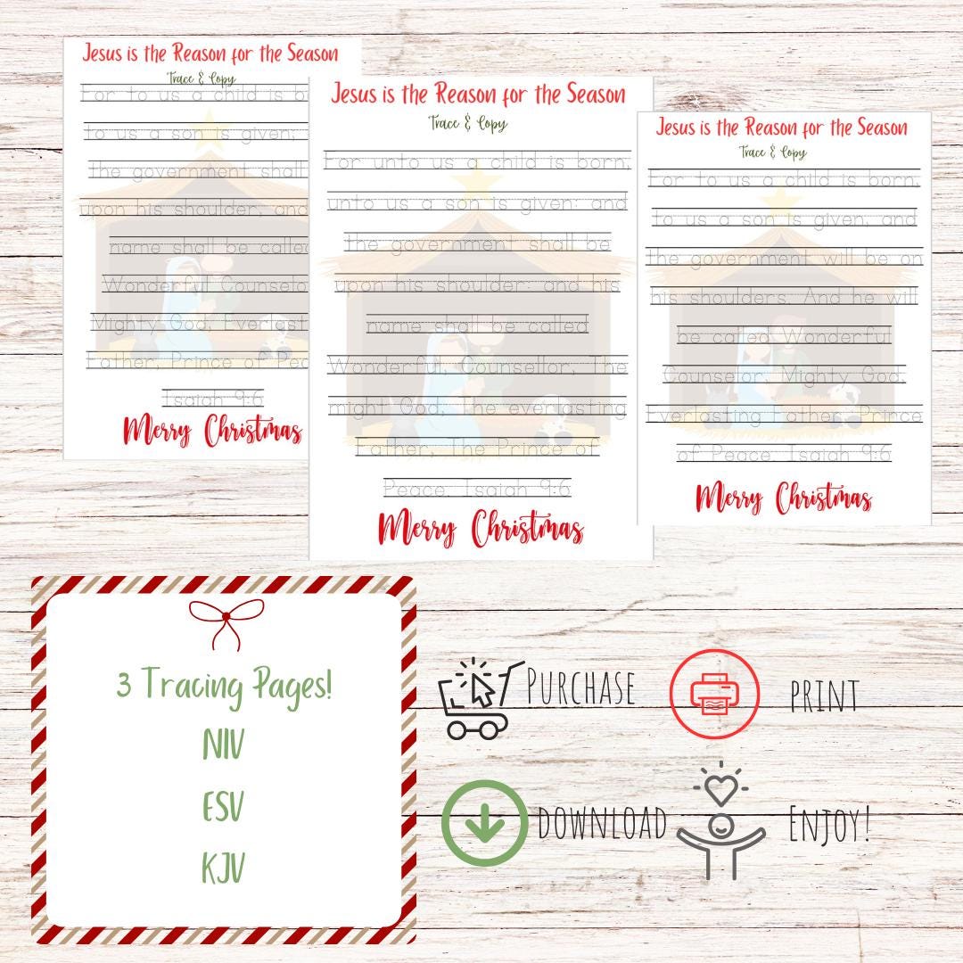 Jesus is the Reason for the Season Bible Tracing Worksheet for ...