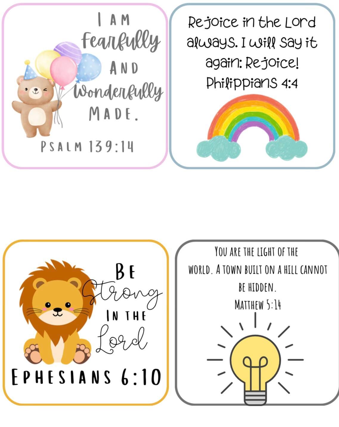 Bible Verses for Kids, Scripture Cards for Kids, Bible Verse Learning ...