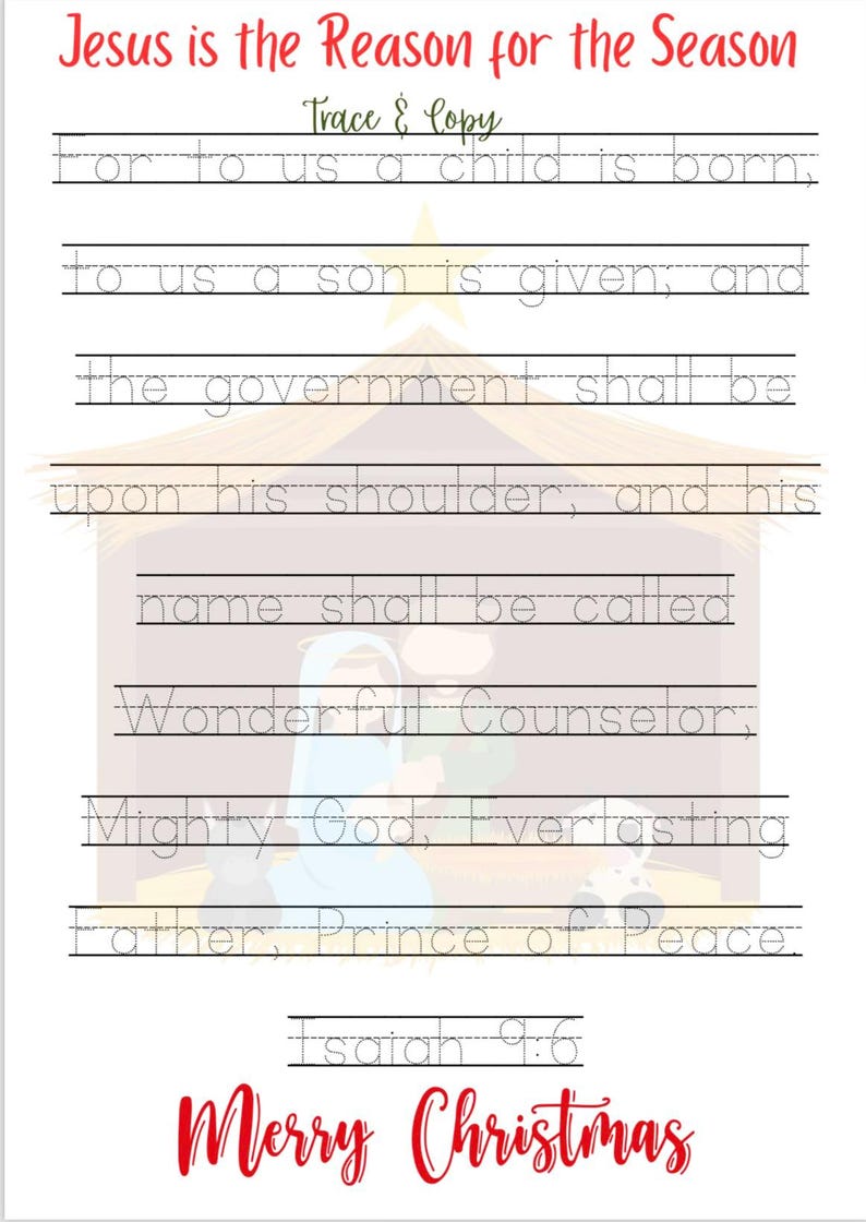 Jesus is the Reason for the Season Bible Tracing Worksheet for ...
