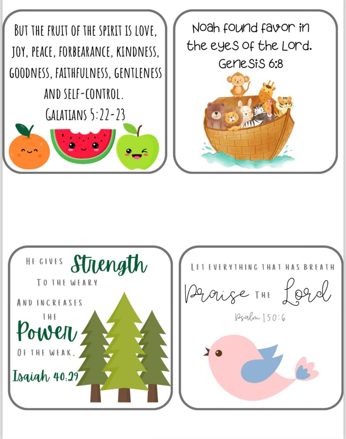 Bible Verses for Kids, Scripture Cards for Kids, Bible Verse Learning ...