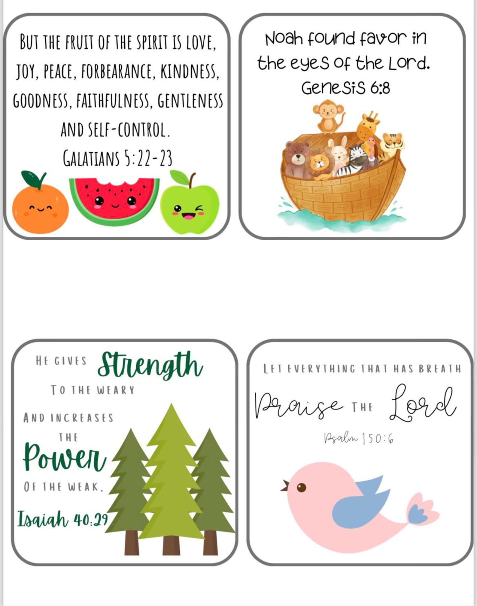 Bible Verses for Kids, Scripture Cards for Kids, Bible Verse Learning ...