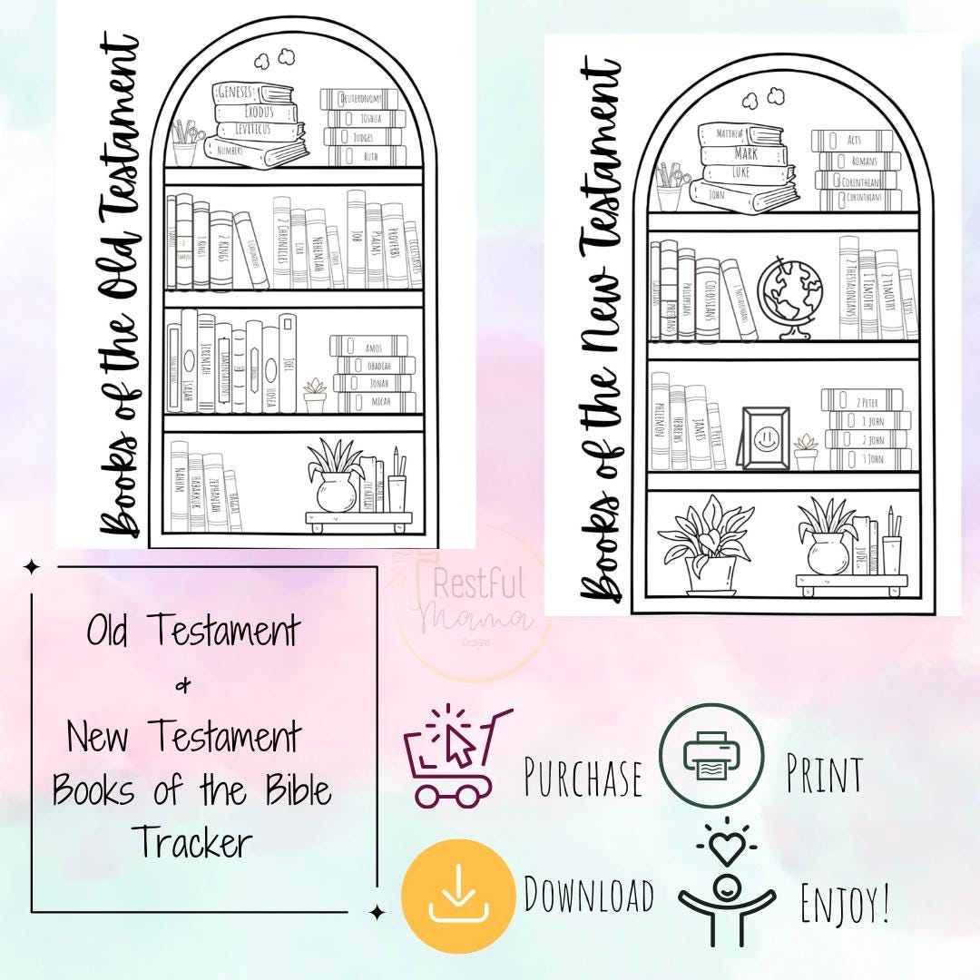 Books of the Bible Bookshelf Reading Tracker - Etsy