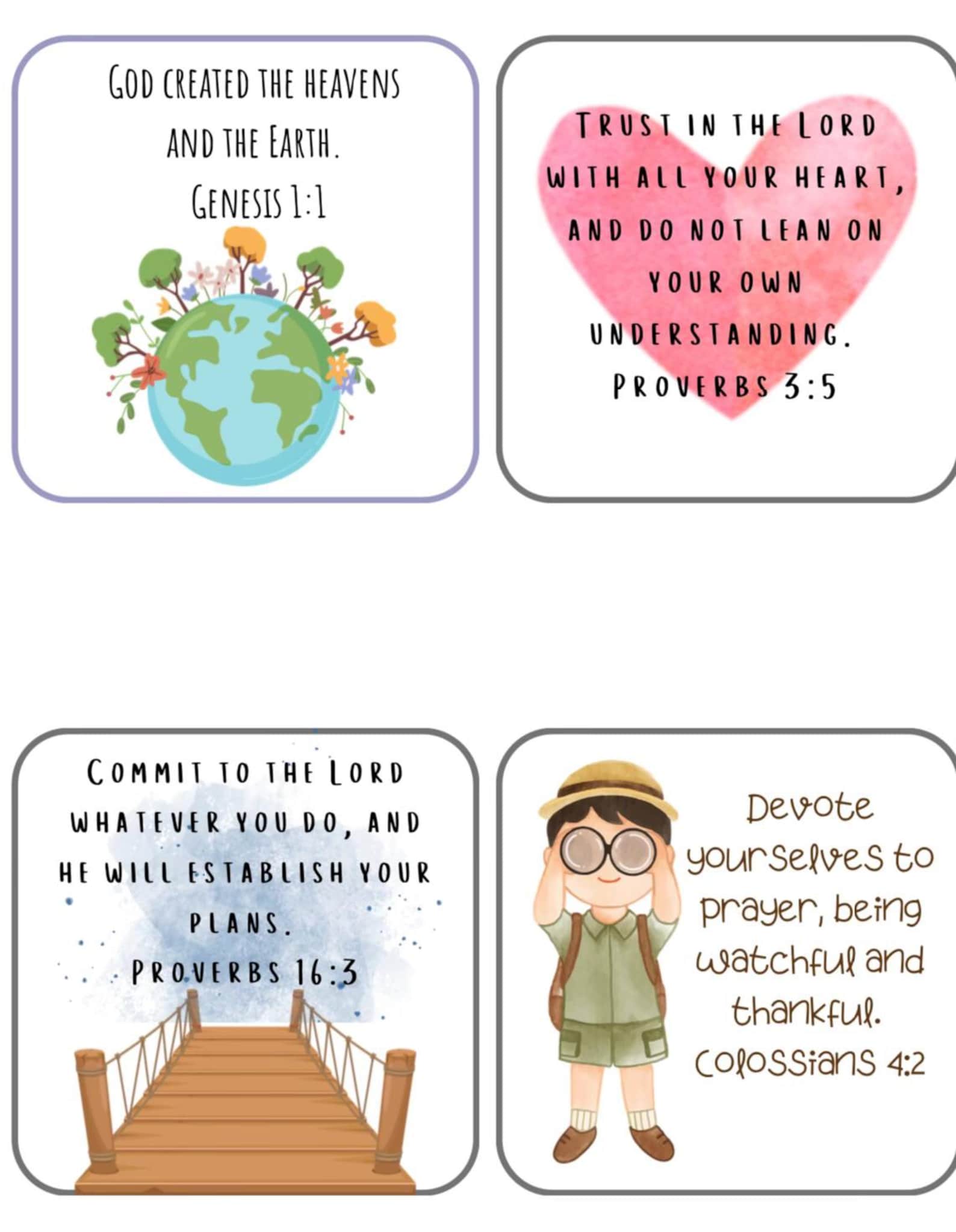 Bible Verses for Kids, Scripture Cards for Kids, Bible Verse Learning ...