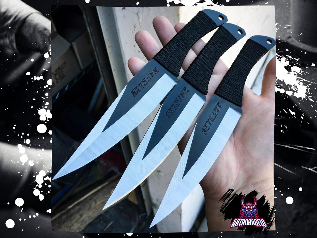 3 PC 9 Ninja Tactical Naruto Kunai Fixed BLADE HUNTING Throwing Knife ...