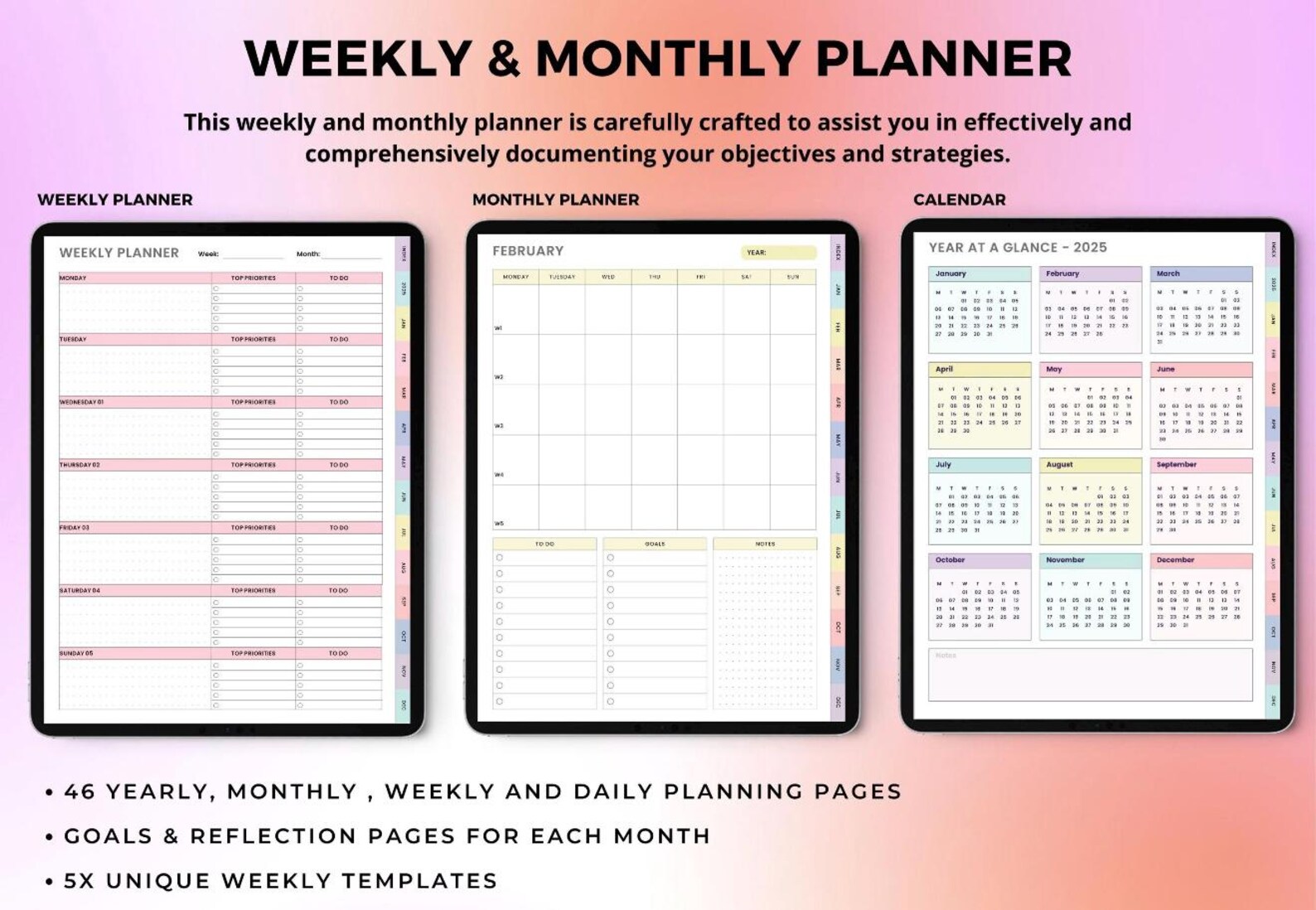All in One Digital Planner Undated - Etsy UK