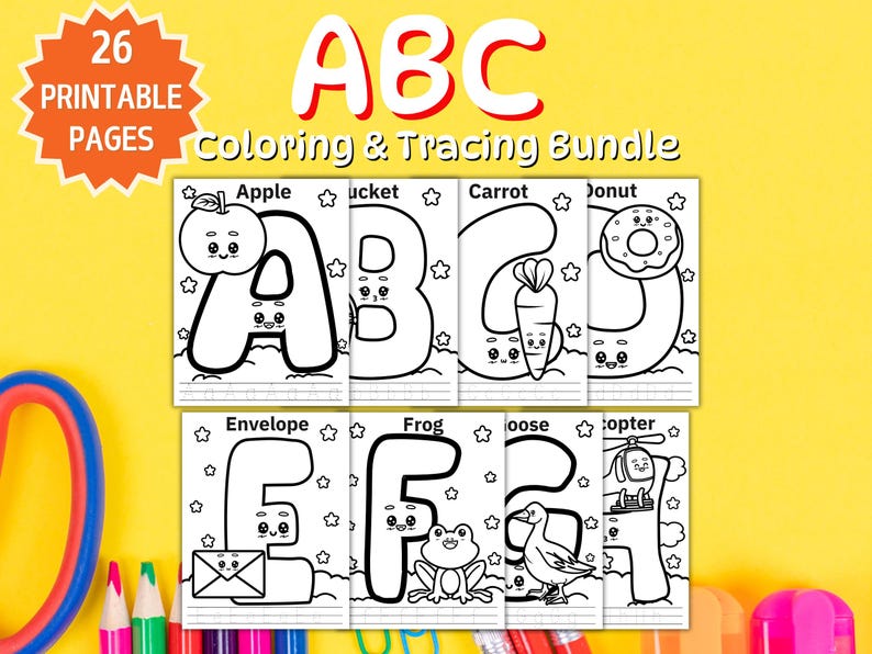 Printable ABC Coloring & Tracing Bundle| Fun Alphabet Practice for Kids ...