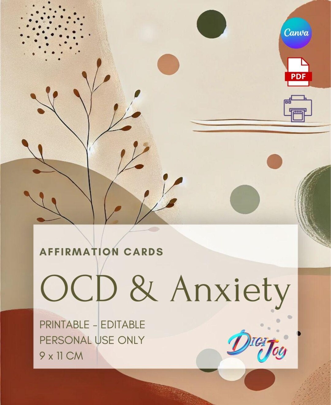Affirmation Cards for OCD and Anxiety Customizable Digital Product - Etsy