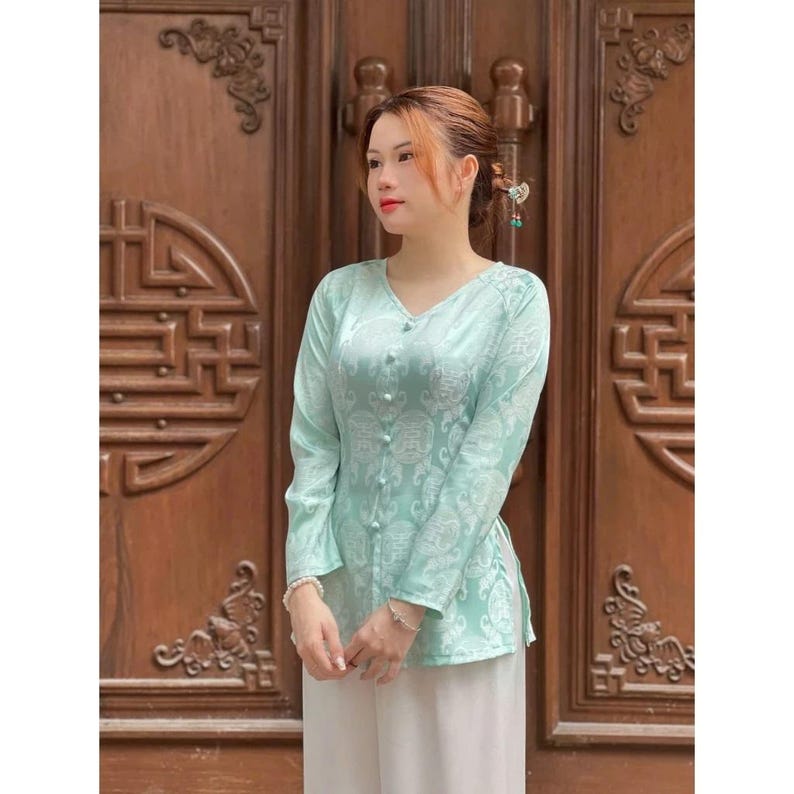 Pre-made Ao Dai Ba Ba - Vietnamese Traditional Ao Ba Ba - Silk Brocade ...