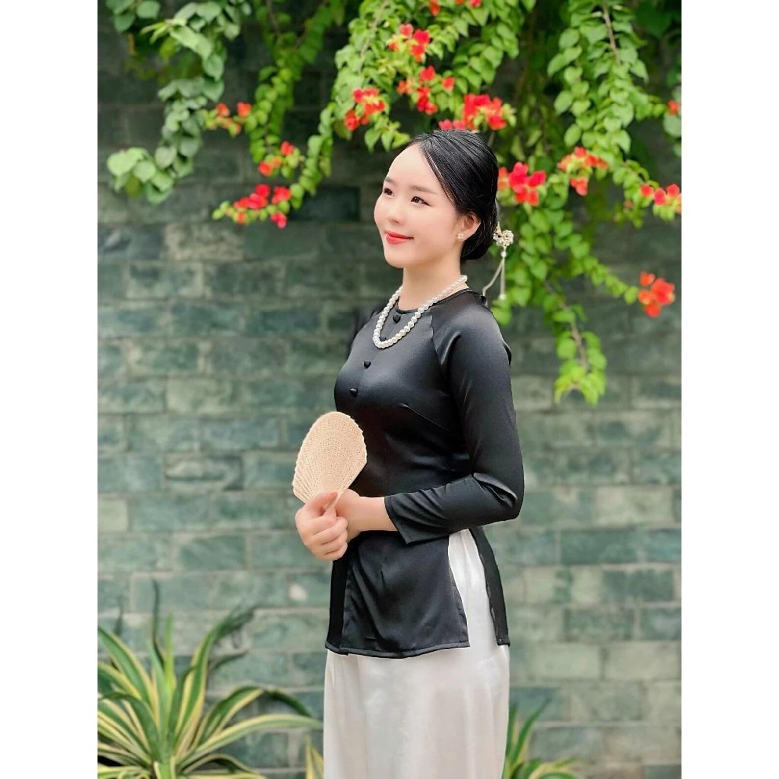 Pre-made Ao Dai Ba Ba - Plain Silk Ba Ba With Round Neck, Buttons, and ...