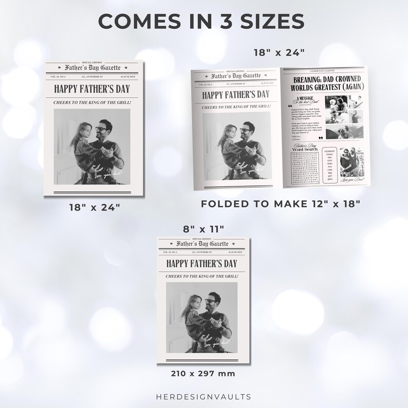 Editable Father's Day Newspaper Template, Custom Dad Gift (digital ...