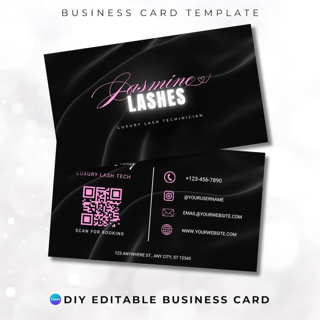 Lash Tech Business Card Template QR Code, Instant Download, Printable ...