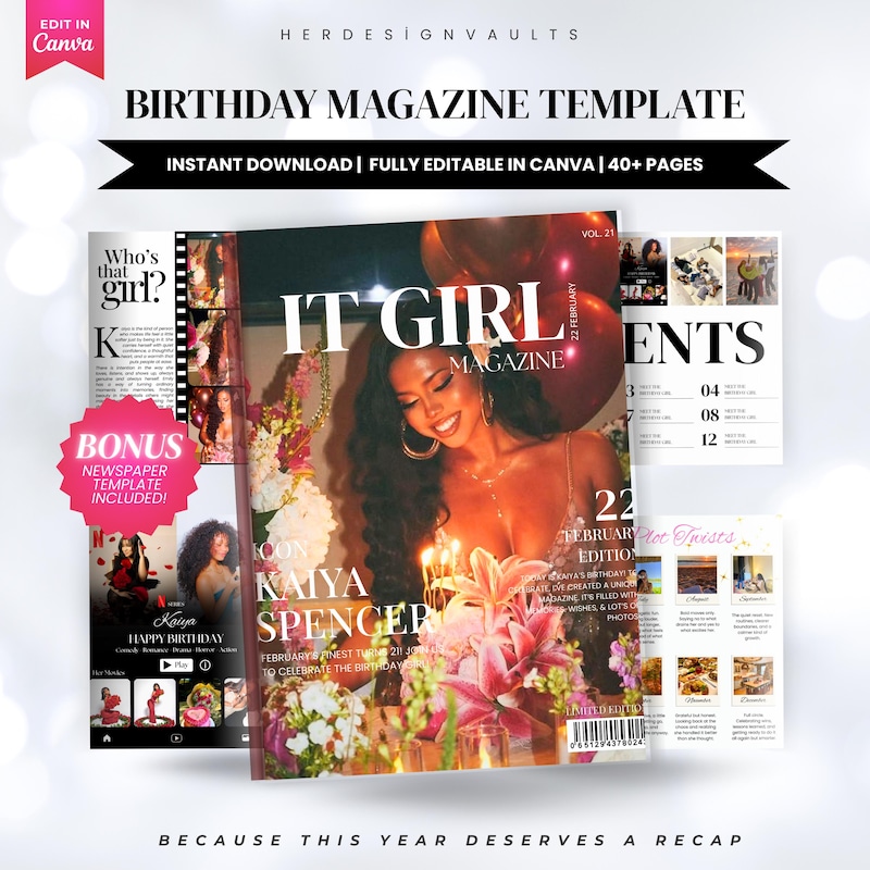 Diva Birthday Templates - Etsy