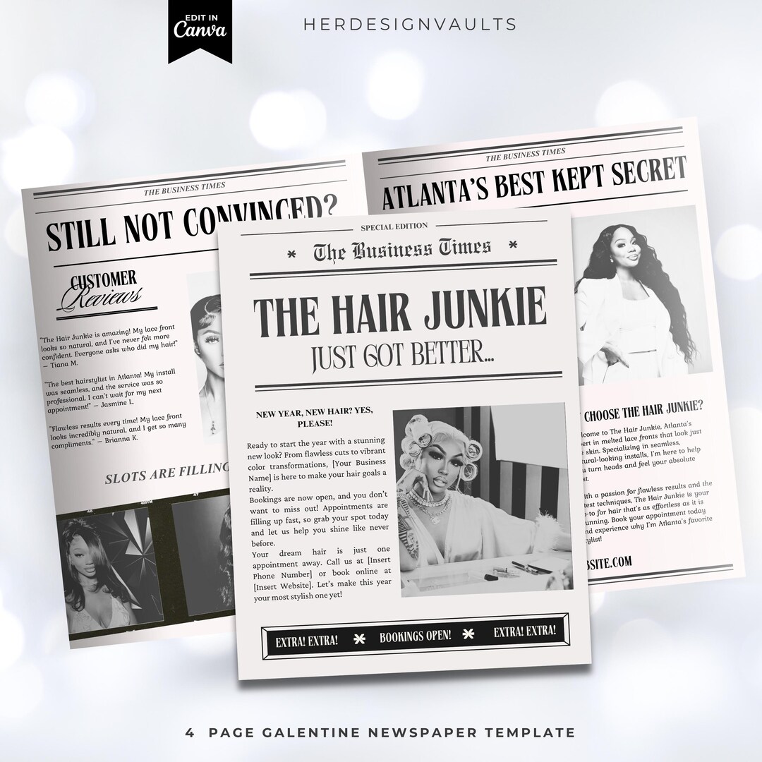 Canva Business Newspaper Template, Custom Newspaper for Photoshoot, DIY ...