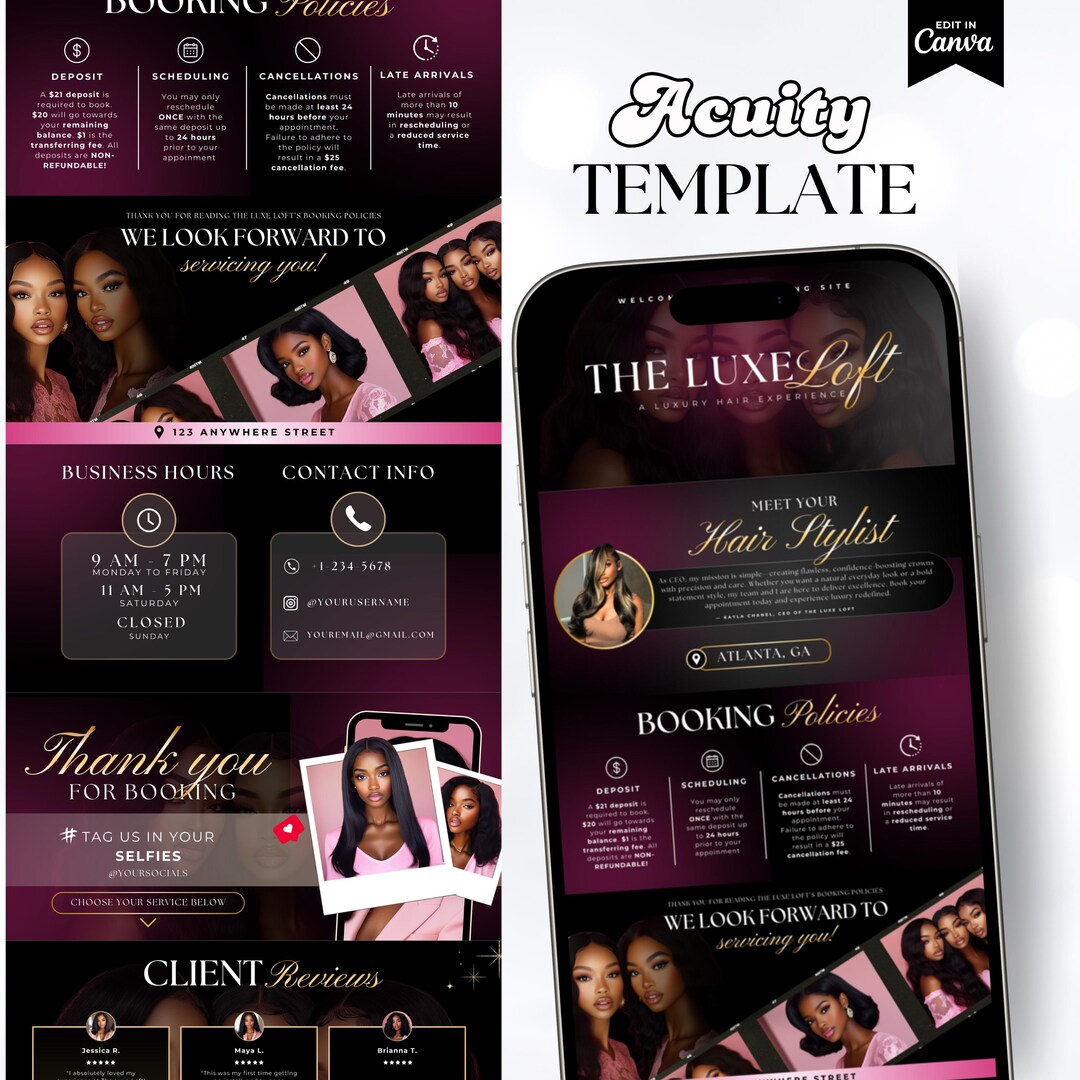 Acuity Scheduling Canva Template, Beauty Professionals (digital ...