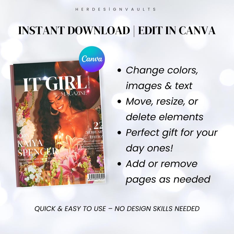 Canva Birthday Magazine Template | Personalized Custom Birthday Gift ...
