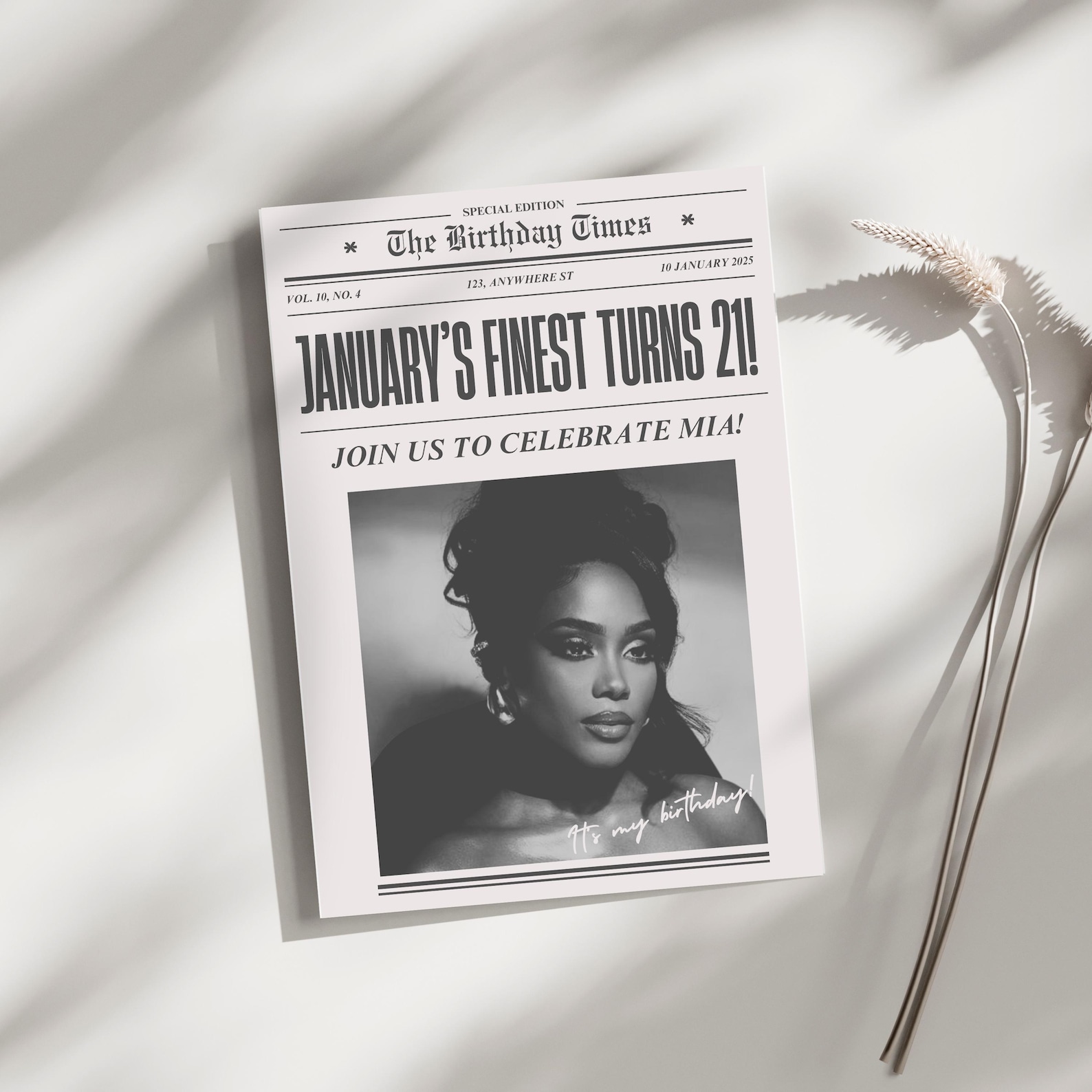 Editable Birthday Newspaper Party Invitation Template (canva) - Etsy