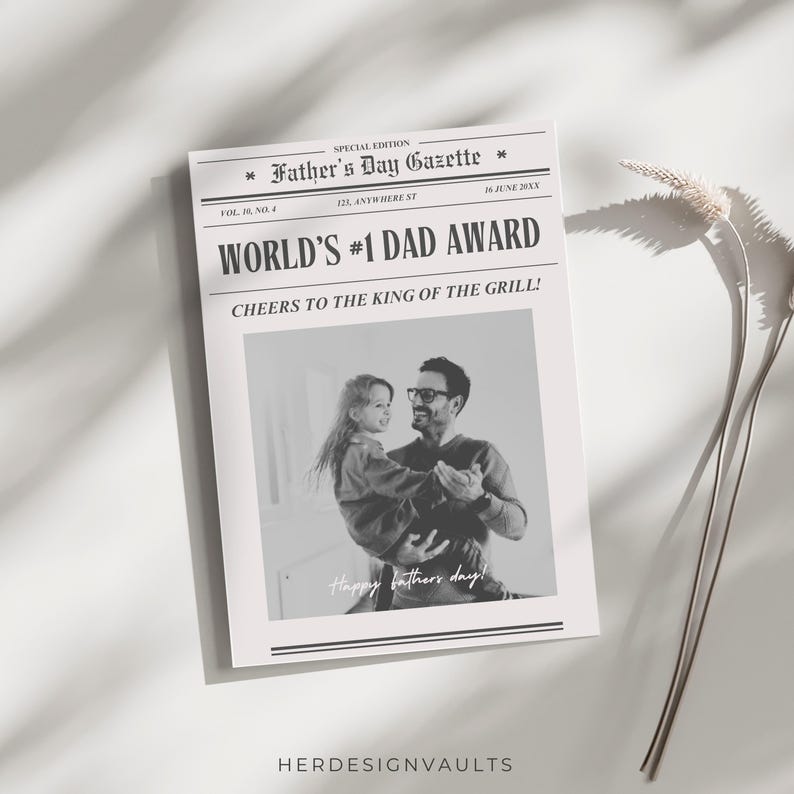 Father's Day Newspaper Template | DIY Dad Gift (canva Editable) - Etsy