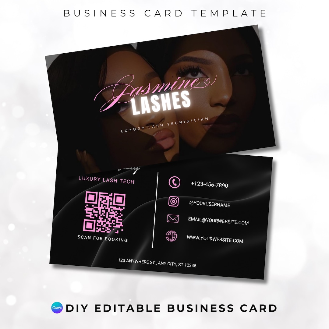 Lash Tech QR Code Business Card Template: DIY Editable Canva Design ...