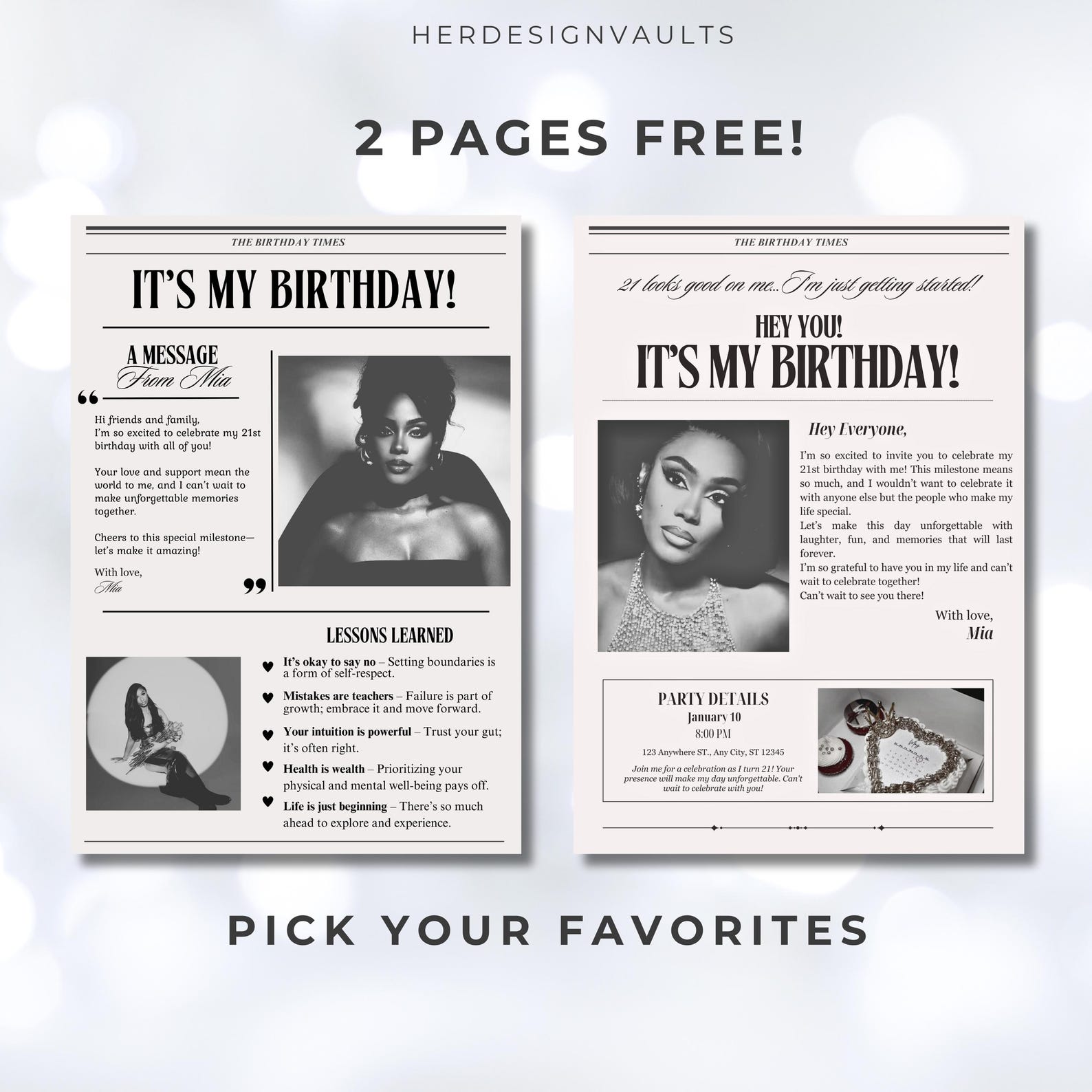 Editable Birthday Newspaper Party Invitation Template (canva) - Etsy