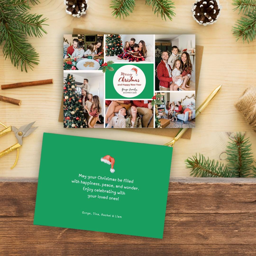 Merry Christmas Card Printable, Christmas Illustration Card, Seasons ...