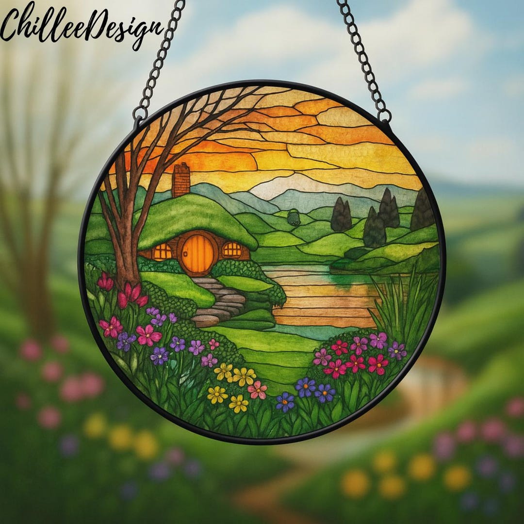 Hobbit House Stained Glass Suncatcher,the Shire Window Hanging,fantasy ...