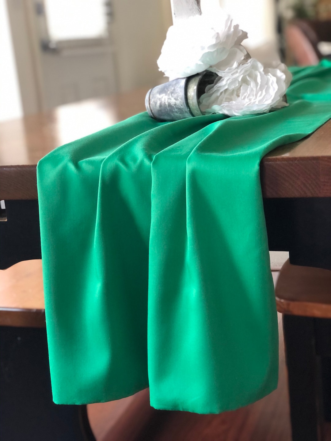Emerald Green Cotton Table Runner, Farmhouse Wedding Decor - Etsy