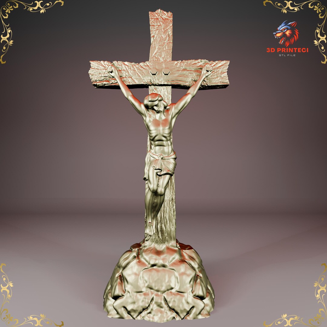 3D Jesus and Cross STL for DIY Faith Art - Detailed Cross Design and ...
