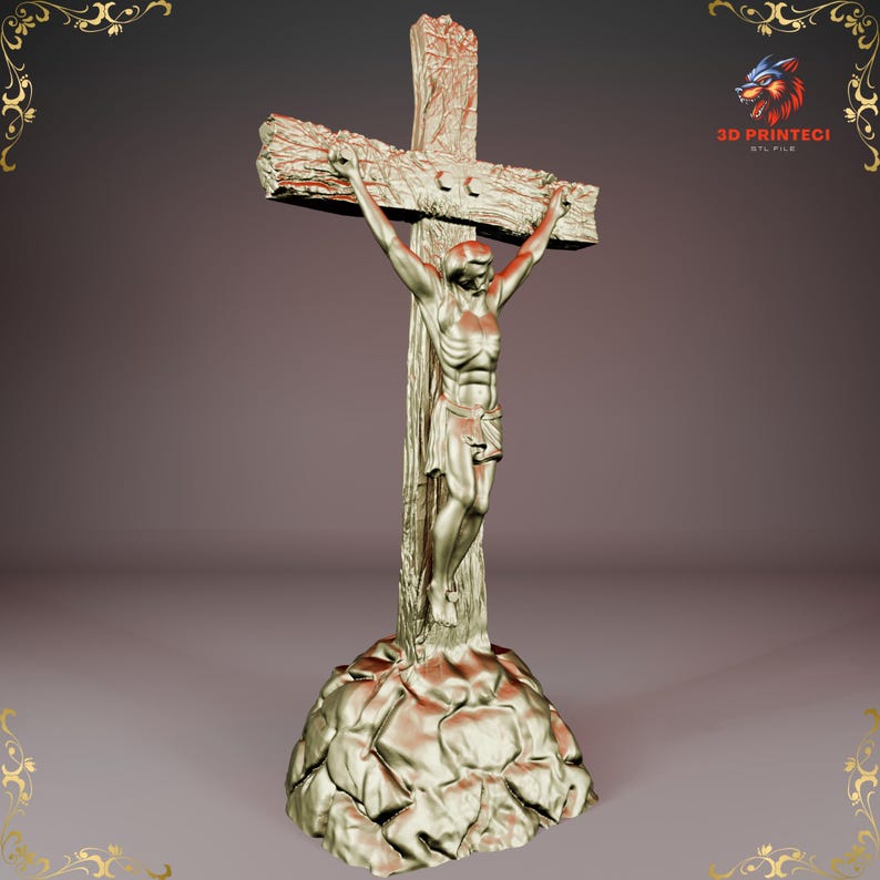 3D Jesus and Cross STL for DIY Faith Art - Detailed Cross Design and ...