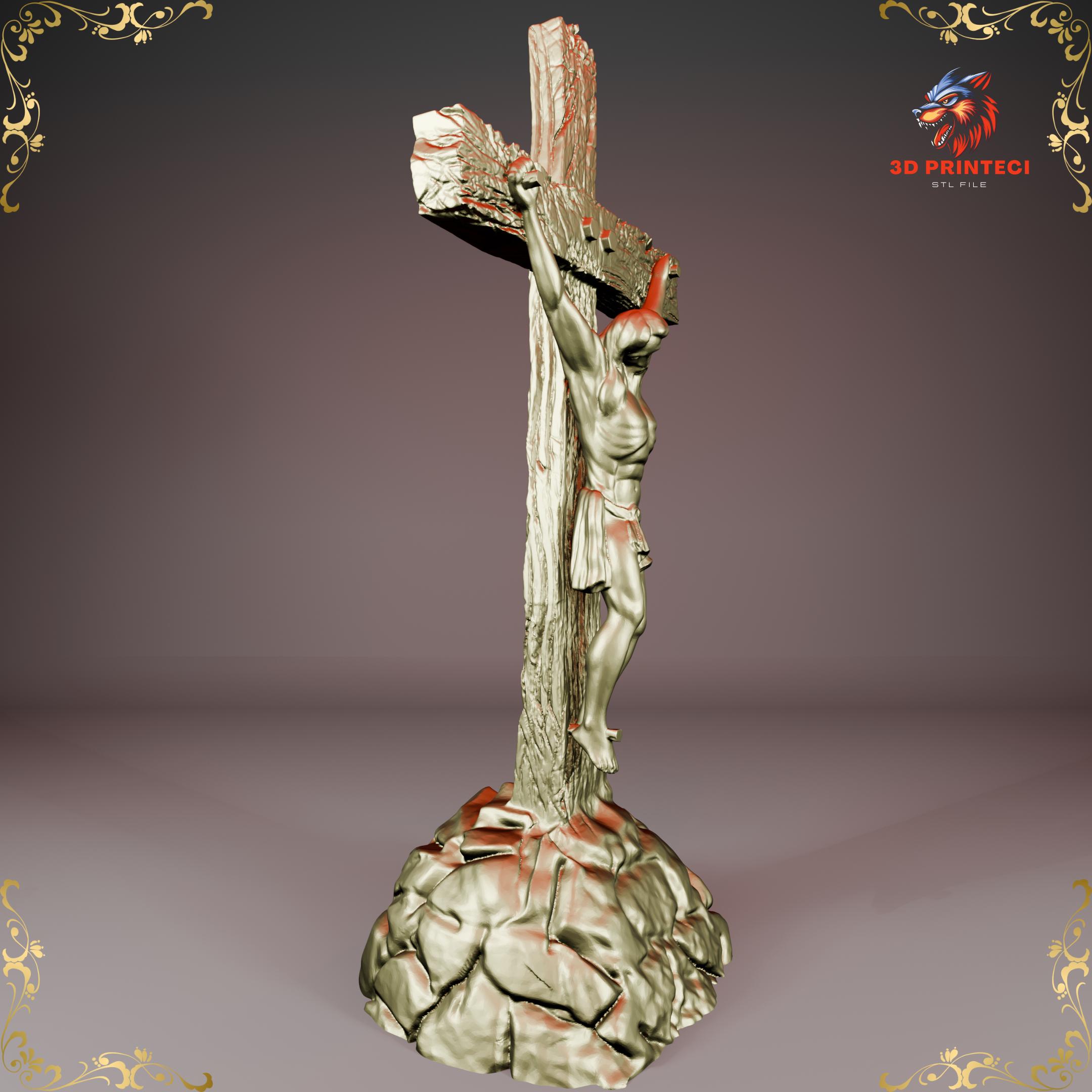 3D Jesus and Cross STL for DIY Faith Art - Detailed Cross Design and ...
