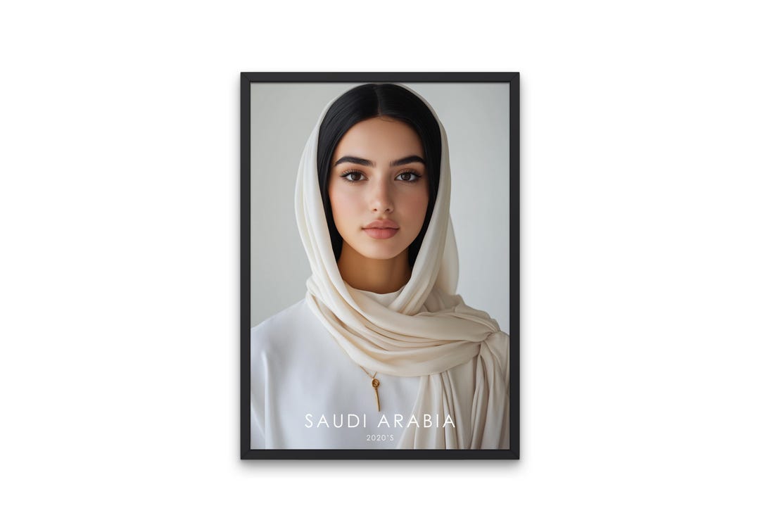 Saudi Arabian Woman Portrait, 2020s Digital Art, Modern Saudi Arabia ...